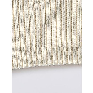 SweatyRocks Women's V-Neck Ribbed-Knit Sleeveless Crop Vest Tank Top Beige S