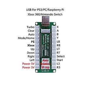 SJ@JX Game Controller Encoder DIY Arcade Joystick Button Gamepad Code Board for Xbox 360 Nintendo Switch Raspberry Pi PS3 PC Andriod