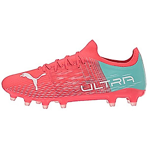 Puma Women's Ultra 3.3 Firm Ground Soccer Shoe, Sunblaze-White-Elektro Aqua, 5.5