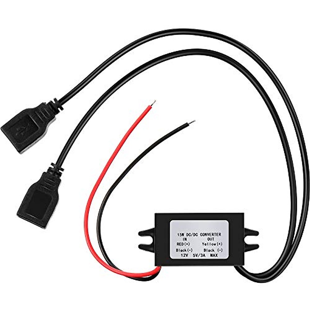 DC Converter Voltage 12V to 5V 3A 15W DC Buck Converter Module, DC to DC Reduced Voltage Regulator Car Power Adapter with Output Power Adapter