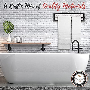 Autumn Alley White Farmhouse Towel Rack Holder Wall Mounted for Bathroom, Laundry Room in Unique Shiplap Design – Rustic Distressed Wood Towel Rack, Modern Matte Black Rod