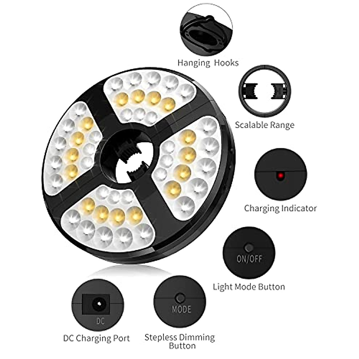 Patio Umbrella Lights, Rechargeable Umbrella Light 48 LED Lights 3 Modes Cordless Umbrella Pole Light for Patio Umbrellas, Camping Tents and Other Outdoor Use