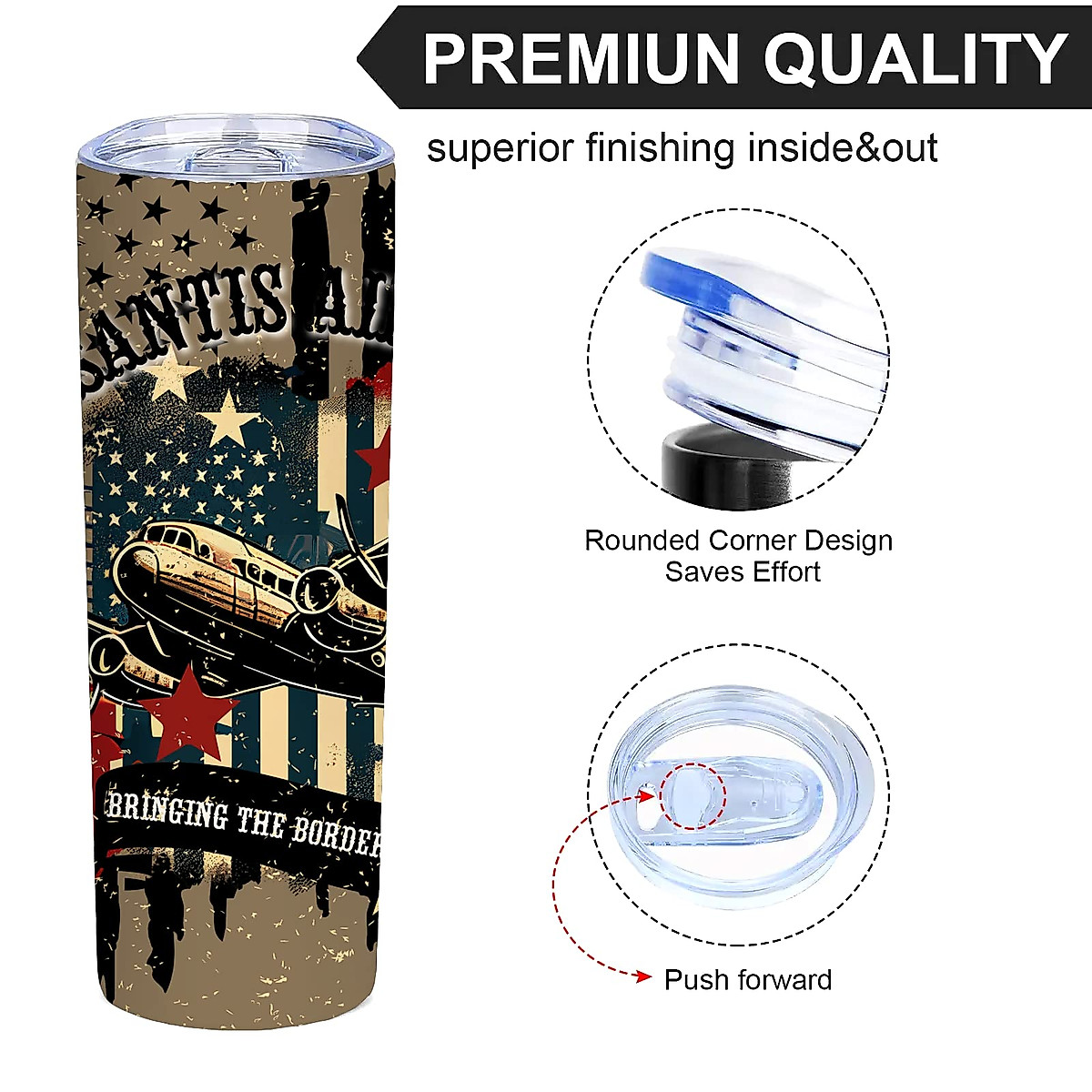 ATHAND Retro Tumbler Travel Mug Gift for Men or Women DeSantis Airlines 20oz Skinny Tumbler With Lid 18/8 Stainless Steel Coffee Cups Novelty Gift (Pack of 1)