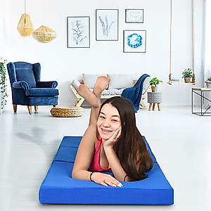 Gold Star Tri-Folding Gel Memory Foam Mattress, 39 x 75 Inches - 3-Inch Gel-Infused Cooling Mattress Topper, Cot Pad, Guest Bed - Portable Floor Mattress with Soft, Removable, and Washable Cover