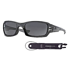Oakley Fives Squared OO9238 923805 54M Grey Smoke/Warm Grey Sunglasses For Men+BUNDLE with Oakley Accessory Leash Kit (SMALL)