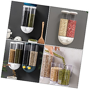 CIYODO 1pc Mounted Wall- Sugar Grain Household Capacity Kitchen Dry Rise Tea Flour Dispenser Storage Home Containers Double Seasoning Container Canister Restaurant Countertop Food