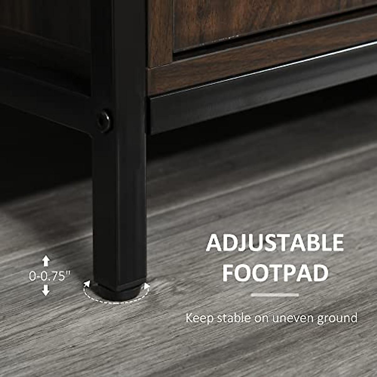 HOMCOM TV Stand for TVs up to 60", Industrial Entertainment Center Cabinet with Storage Shelves for Living Room or Bedroom, Dark Walnut