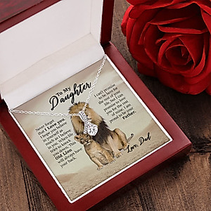 Daughter Gifts From Dad, Father Daughter Necklace, To My Daughter Lion Dad And Daughter Necklace, Father Daughter Gifts Love Knot Necklace Birthday, Sterling Silver
