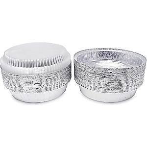 Mr Miracle Pack of 40 Disposable Aluminum Foil Pans with Clear Lids –8 Inch Circular Aluminum Pans, Ideal for Baking, Storing, Heating, Serving - Round Foil Pans with Lids