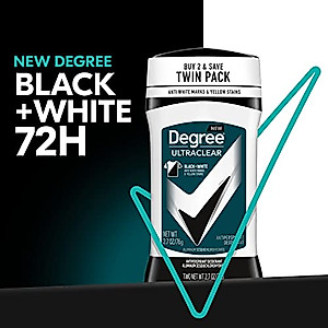 Degree Men UltraClear Antiperspirant Deodorant Black+White 2 Count 72-Hour Sweat & Odor Protection Antiperspirant For Men With MotionSense Technology 2.7 oz