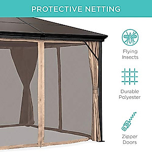 Best Choice Products 10x10ft Hardtop Gazebo, Outdoor Aluminum Canopy for Backyard, Patio, Garden w/Side Curtains, Mosquito Netting, Zippered Door