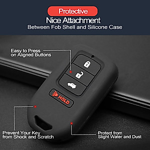 INFIPAR 2pcs Compatible with Honda Accord Civic CR-V HR-V Pilot CR-Z Fit Ridgeline Crosstour Odyssey Insight Key Fob Cover Case Key Chain Protector Keyless Remote Jacket