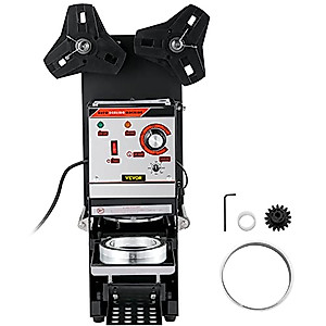 VEVOR Semi-automatic Cup Sealing Machine, 300-500 Cup/h Tea Cup Sealer Machine Black Boba Cup Sealer Machine, 90/95mm Cup Diameter Boba Cup Sealing Machine with Control Panel for Bubble Milk Tea