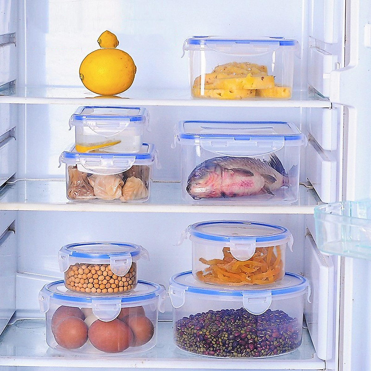 ulafbwur Food Storage Containers with Lids, Salad Dressing and Condiment Containers, Storage Box for High Low Temperature Resistance, Kitchen Refrigerator Microwave Safe Plastic Storage Seal Boxes S