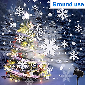 2022 Newest Snowfall Christmas Light Projector, Indoor Outdoor Holiday Night Light Projector, Rotating Snow Falling Projector Lamp for Halloween Xmas New Year Gift Wedding Garden Landscape Decorative
