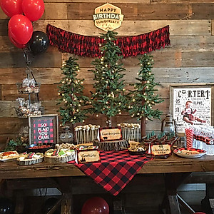 BCHOCKS Lumberjack Party Place Cards - Lumberjack Buffalo Plaid Food Tents and Food Labels Decorations, Woodland Baby Shower Party Supplies