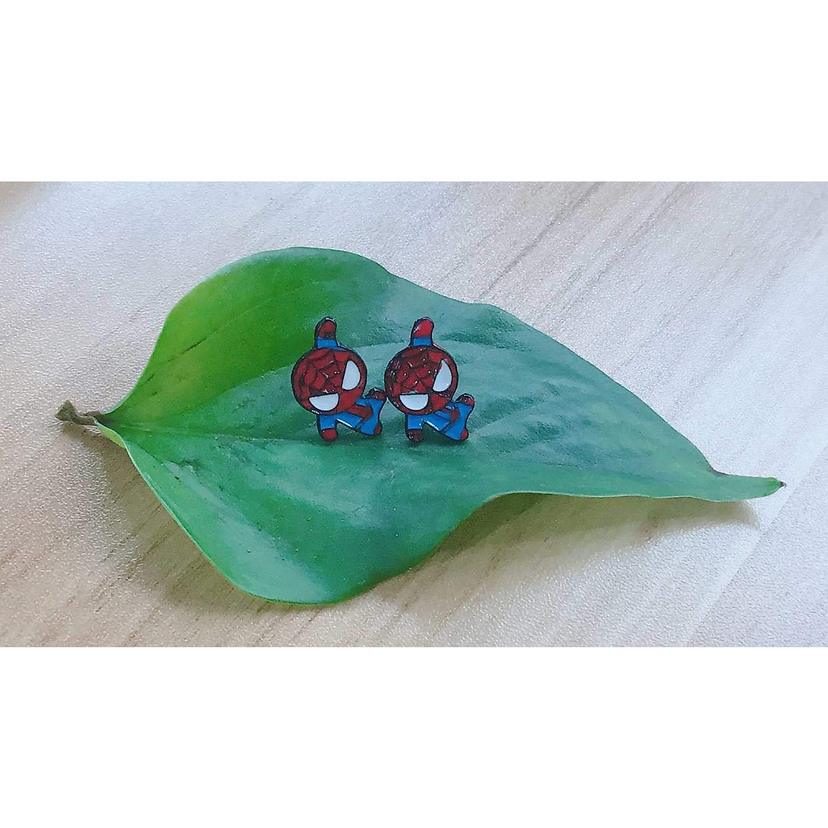 Lovely Cartoon Spider Man with Charm Section Web Brass Necklace Cool Jewelry for Women Girls (Earring)