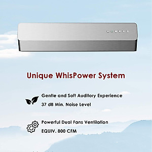 FOTILE Pixie Air UQS3001 30” Stainless Steel Under Cabinet Range Hood, 800 EQUIV. CFM Kitchen Over Stove Exhaust Vent with LED Lights Dual AC Motors and Mechanical Buttons