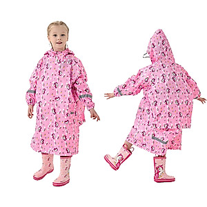 Fewlby Kids Raincoats For Girls Boys Unicorn Cartoon Toddler Rain Wear Children Waterproof Raincoat Jacket Poncho M Size 7-10 Years