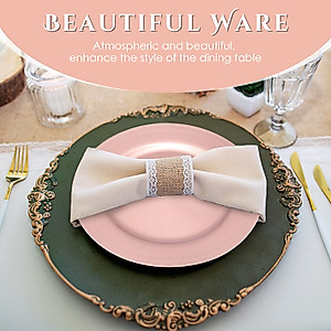 24 Pcs Plastic Charger Plates Round Dinner Chargers 13 Inch Chargers for Dinner Plates Disposable Charger Service Plates for Christmas Halloween Wedding Party Catering Event Decoration(Rose Gold)