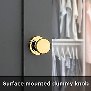 Kwikset Juno Half-Dummy Door Knob with Microban Antimicrobial Protection in Polished Brass