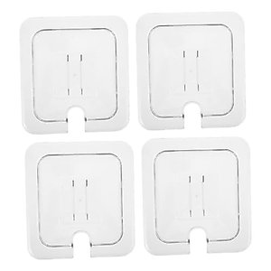 Hoement 4pcs Dinner Plate Cover Universal Pan Cover Polycarbonate Food Pan Lids Polycarbonate Cover with Handle Pan Covers Hotel Food Pan Cover Steam Pan Cover Transparent Plastic