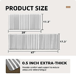 KOKHUB Kitchen Mat and Kitchen Rugs 2 PCS, Cushioned 1/2 Inch Thick Anti Fatigue Waterproof Mat, Comfort Standing Desk Mat, Kitchen Floor Mat with Non-Skid & Washable for Home, Office, Sink - Grey