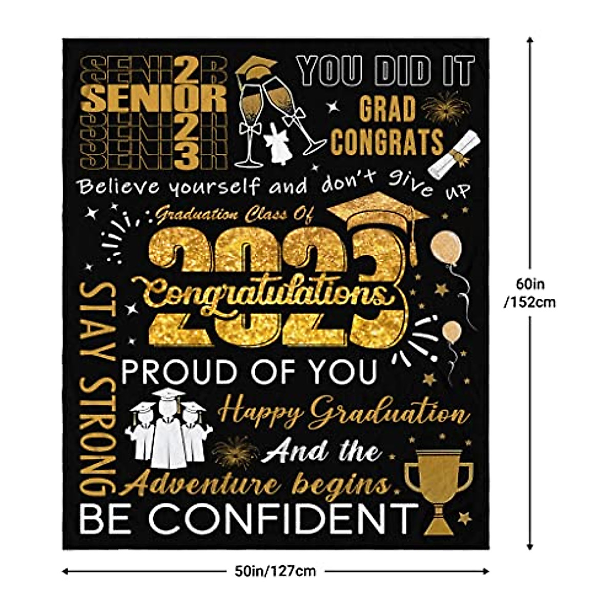 NIAXAYER 2023 Graduation Decorations Gifts Blanket, Graduation Gifts for Her Him,Graduation Party Supplies, Student Graduation Gifts,Graduate Souvenir for Senior Students Throw Blanket 50"x 60"
