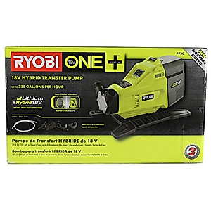 Ryobi P750 One+ 18V Hybrid Lithium Ion Battery or 120V AC Powered Portable Potable Water Transfer Pump (Battery Not Included, Tool Only)