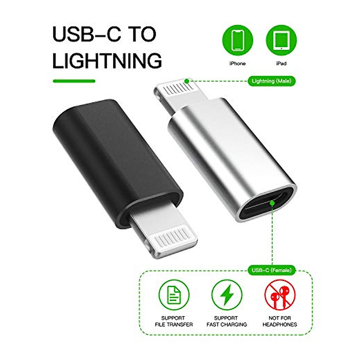 3Pack,USB-C Female to Lightning Male Adapter,Lightning to USB C Adapter,Type C Cable Charger Adaptor for Apple iPhone 12 11 Mini PRO MAX XS XR X SE2 7 8Plus Ipad AIR Airpods USBC Charging Converter