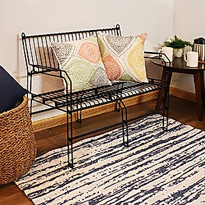 Sunnydaze 2-Person Modern Metal Patio Bench - Indoor/Outdoor Black Steel Wire Porch Bench for Patio, Sunroom, Deck, or Living Room - 30.75-Inch H