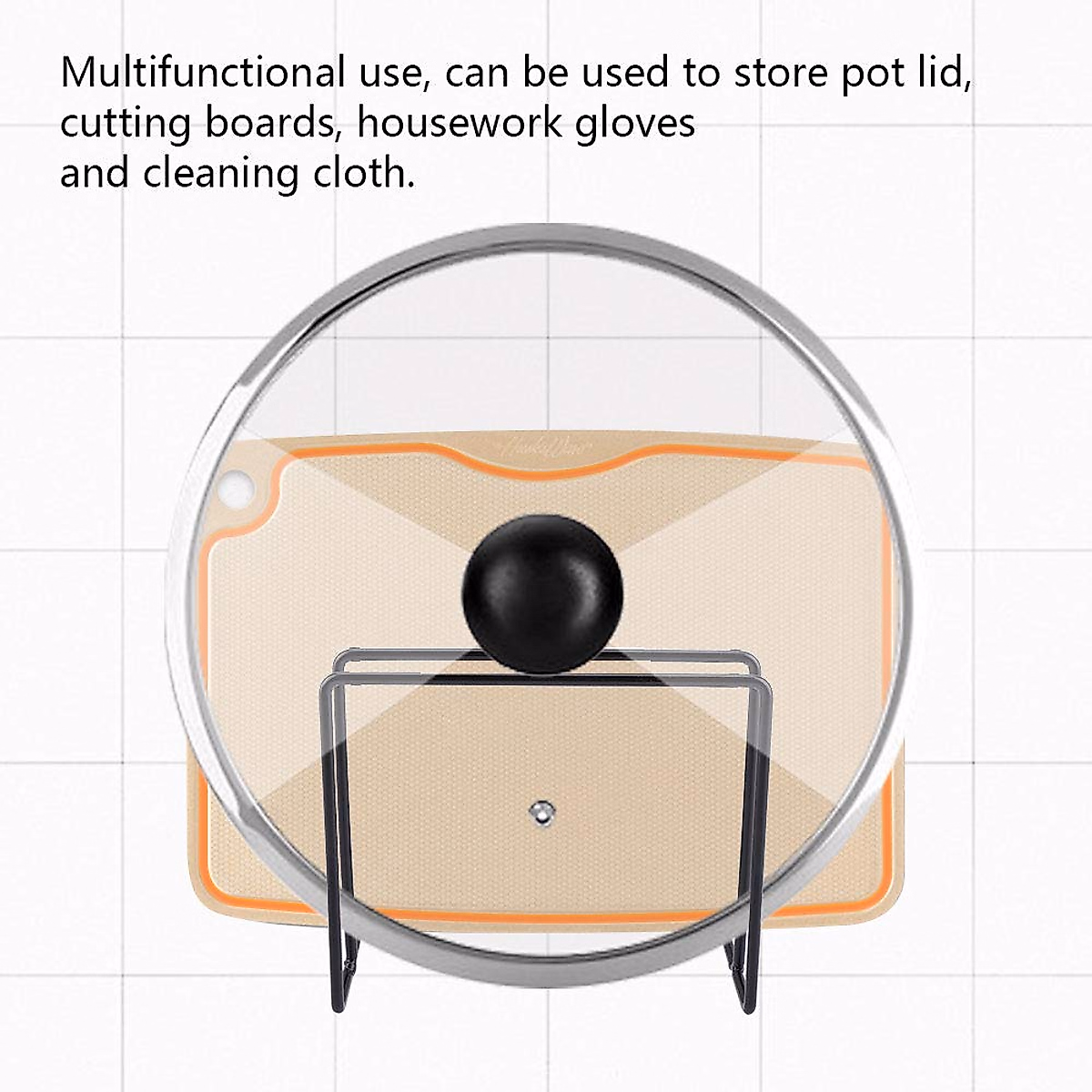 Wall-mounted Self-adhesive Chopping Board Rack Stainless Steel Layers Cutting Kitchen Restaurant Indispensable (Black)