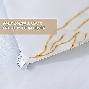 Nanko Queen Size Comforter Set, Green Gold Floral Leaf Flower Print Pattern Down Alternative Comforter Microfiber Modern Bedding,All Season Duvet Bed Set in a Bag for Women Men, 3 Pcs,88 x 90 inch