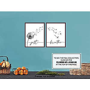 Just Breathe Poster Set 11x14 - Positive Quotes Wall Decor - Encouragement Gifts for Women - Inspirational Quotes Wall Art & Decor - Uplifting Gift for Women - Bedroom Wall Art - Living room Wall Art