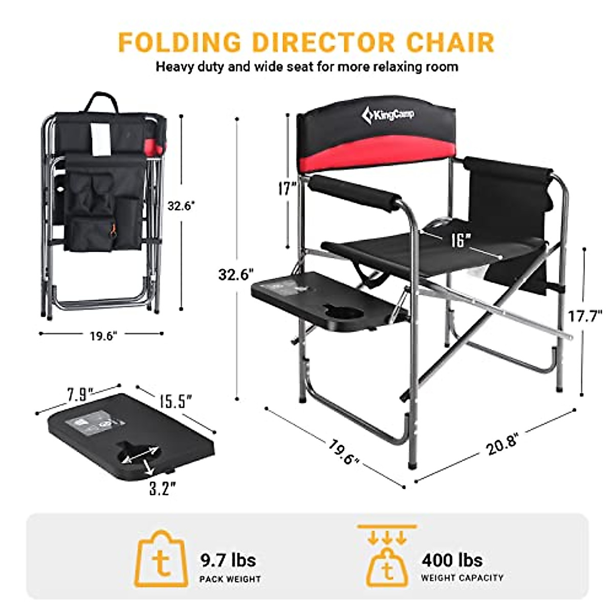 KingCamp KC2009 USVC5, OVERSIEZD, Black/RED-2 Pack