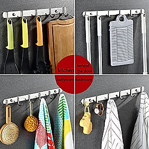Wall Coat Rack with 6 Hooks, Coat Rack Wall Mounted, Coat Hooks, Coat Hooks Wall Mounted, Waterproof Heavy Duty Coat Wall Hooks, for Hanging Coats Purse Clothes Backpack Entryway,Towel Racks Bathroom