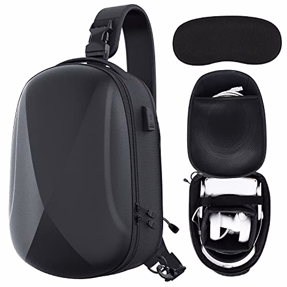 ZYBER Hard Carrying Case for Meta Quest 2, Black Backpack Travel Case for Oculus Quest 2 Accessories, Pico 4, Quest Pro