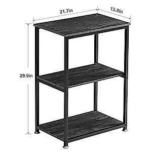 VECELO Tall End Side Table, 30" Height Nightstand with 3-Tier Storage Shelf for Living Room Bedroom Office Hallway Study, 1-Pack, Carbon Grey