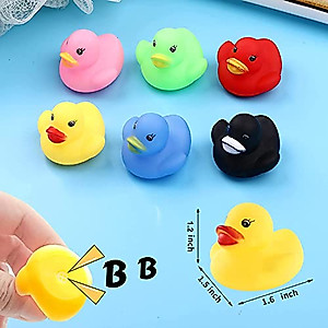 50 Pack Multicolor Mini Rubber Ducky Float Ducks Baby Bath Toy, Great for Jeep Ducking, Shower, Birthday Party, Carnival Game Gift(1.6"x 1.5" x 1.2". 6 Colors)