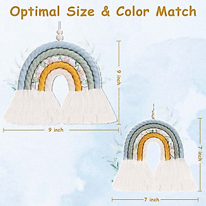 Macrame Rainbow Wall Hanging Boho Nursery Baby Room Kids Green Rainbow Décor (7X7Inches,Green)