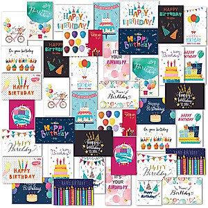 Harloon 200 Pack happy Birthday Card Assorted Bulk with Blank Envelopes and Stickers 4 x 6 Inches Greeting Cards Blank Happy Birthday Cards for Men Women Adults Kids, 20 Styles(Colorful Style)