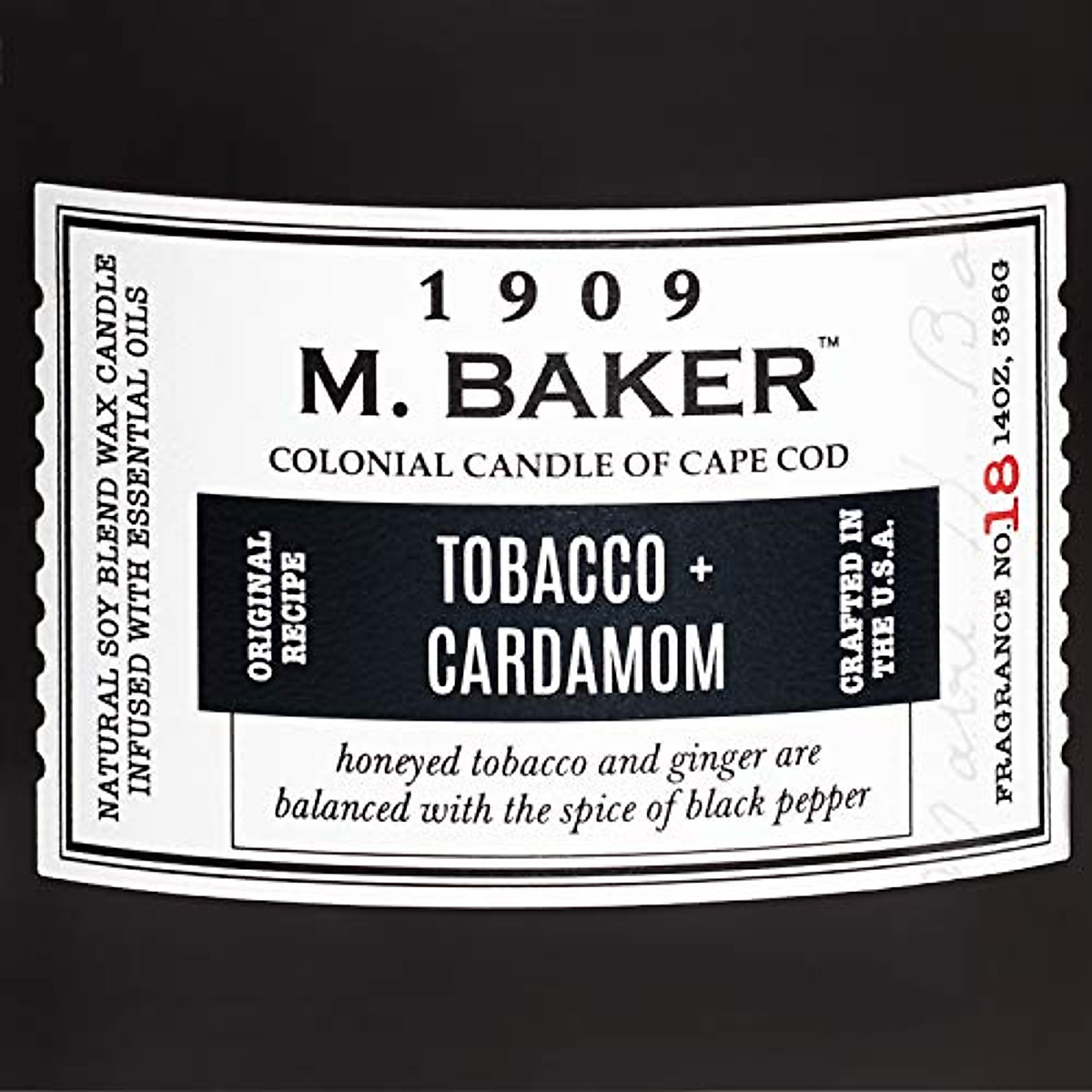 Colonial Candle Tobacco & Cardamom Scented Jar Candle, M. Baker Collection, 2 Wick, Grey, 14 oz - Up to 60 Hours Burn