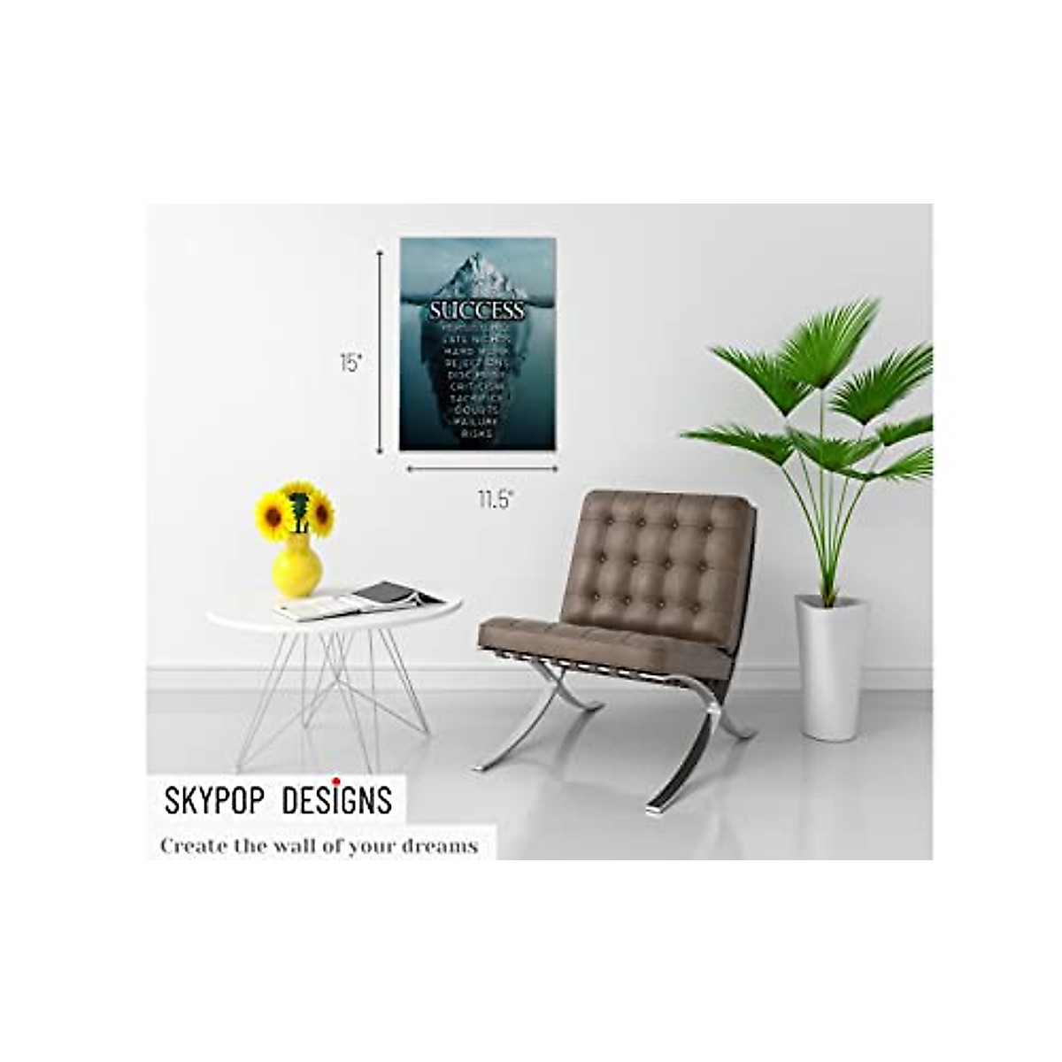 SUCCESS WALL ART FRAMED Motivational Wall Art Office Wall Decor for Men and Home Office Decor 11.5 x 15”