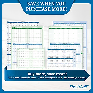 Earth Green 2024 Horizontal 36h x 56w Dry-Erasable Wall Calendar with Marker and Eraser. Best in its Class. Will not ghost or stain - 24H56GN