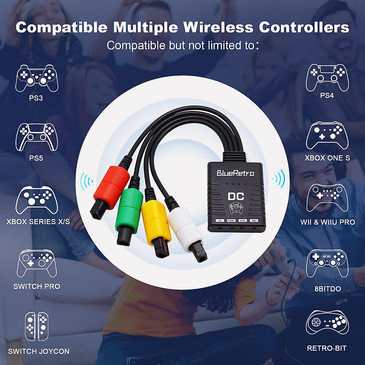 RetroScaler SEGA Dreamcast Wireless Controller Adapter - Supports SEGA Dreamcast Game Console, Compatible with PS3/PS4/PS5, Xbox One S, Series X/S, Switch Pro Bluetooth Controllers
