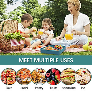 Winceed Pizza Storage Container with 4 Microwavable Serving Trays, Reusable Pizza Slice Container, Silicone Pizza Leftover Storage Box Microwave & Dishwasher Safe (Yellow, Blue)