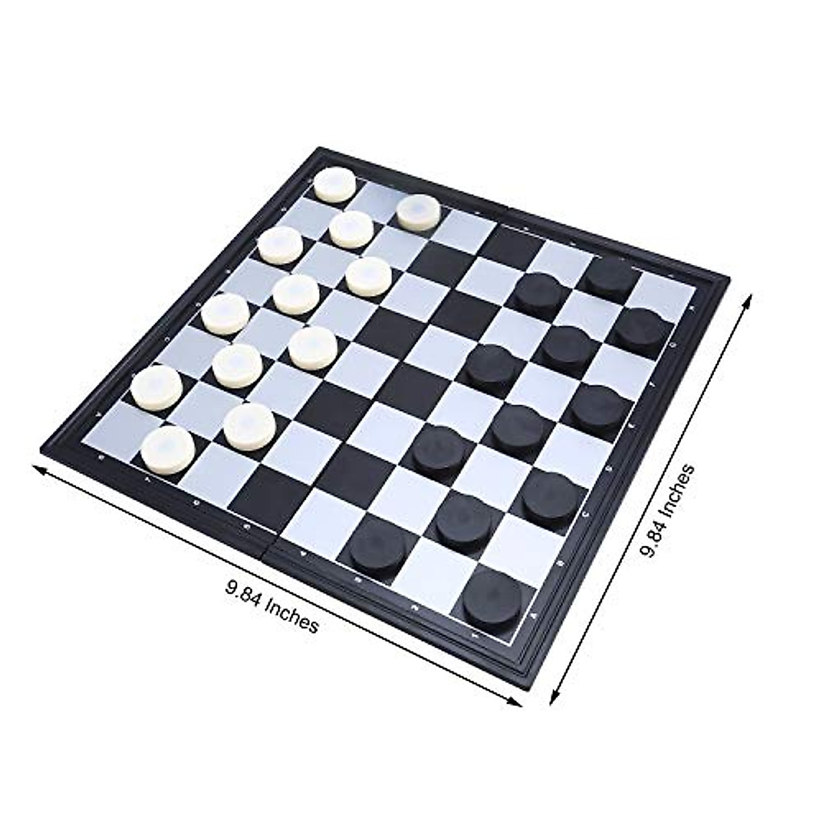 QuadPro Magnetic Travel Checkers Board Game Set with Folding Board Family Educational Toys for Kids and Adults