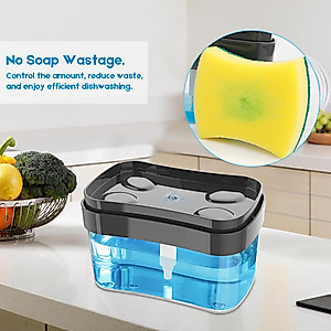 HOMEXCEL Dish Soap Dispenser with 24 Scrub Sponges for Kitchen Sink, 2 in-1 Premium Soap Dispenser with Sponge Holder, 24 Cleaning Sponges with Dishwashing Soap Pump Dispenser for Kitchen Countertop