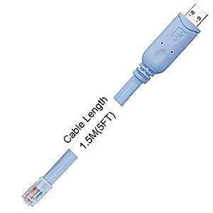 USB to RJ45 Console Cable,5FT(1.5M) USB A Male to RJ45 Male FTDI Cisco Console Cable for Routers, Switches,Serves and More.