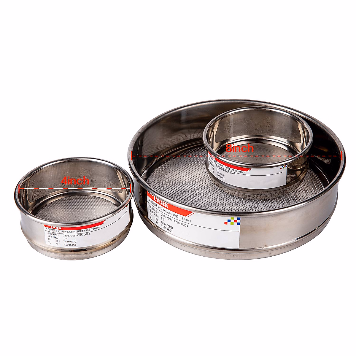 Adamas-Beta φ20×4.5cm Diameter 10 Mesh 304 Stainless Lab Sieves Economy Test Sieve 304 Stainless Steel Wire Cloth（2mm）